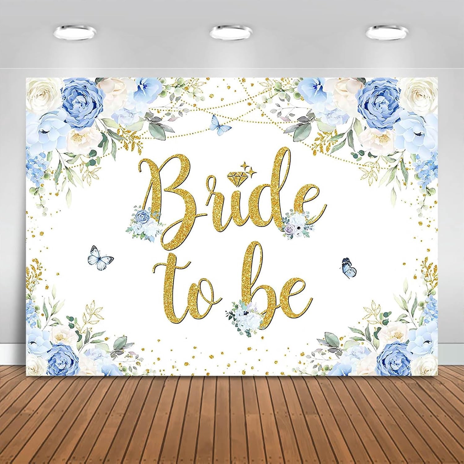Bride to Be Backdrop Blue Floral Bridal Shower Background Party ...