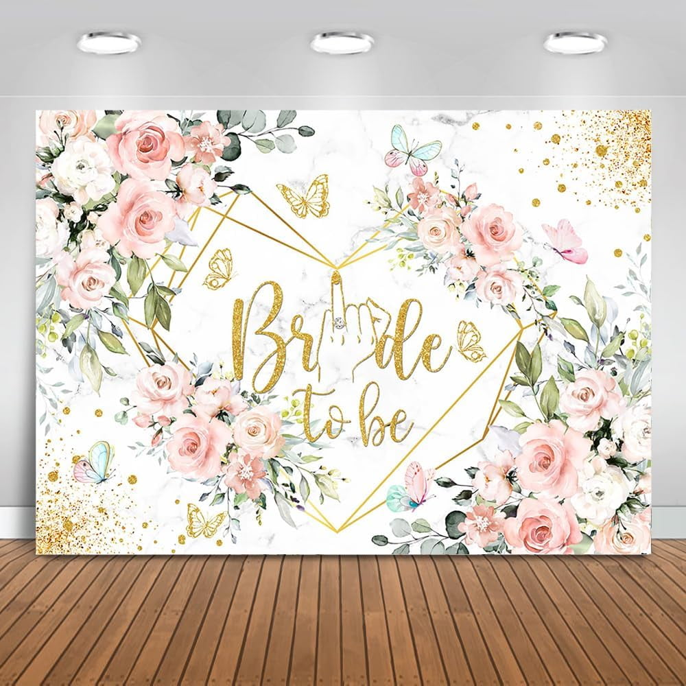Bride to Be Backdrop Pink Floral Bridal Shower Party Background ...