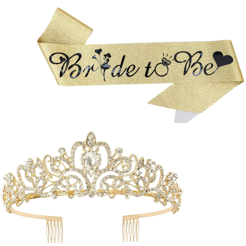 Bride to Be Set Bridal Sash Headband Rhinestones Studded Crown Photo ...