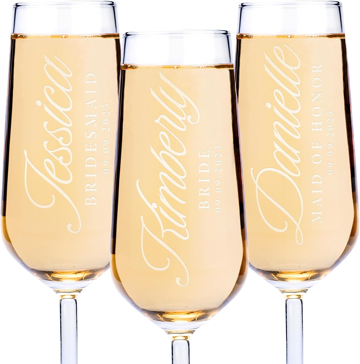 Bridesmaid Champagne Flutes Personalized with Name, Title and Date ...