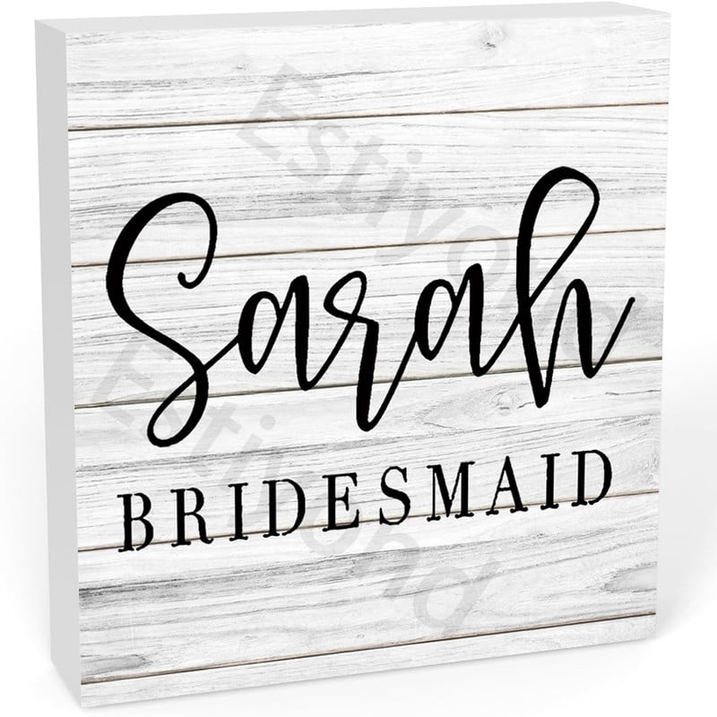 Bridesmaid Decor Wood Box Sign 5 X 5 Inches Desk Decor Rustic Country ...
