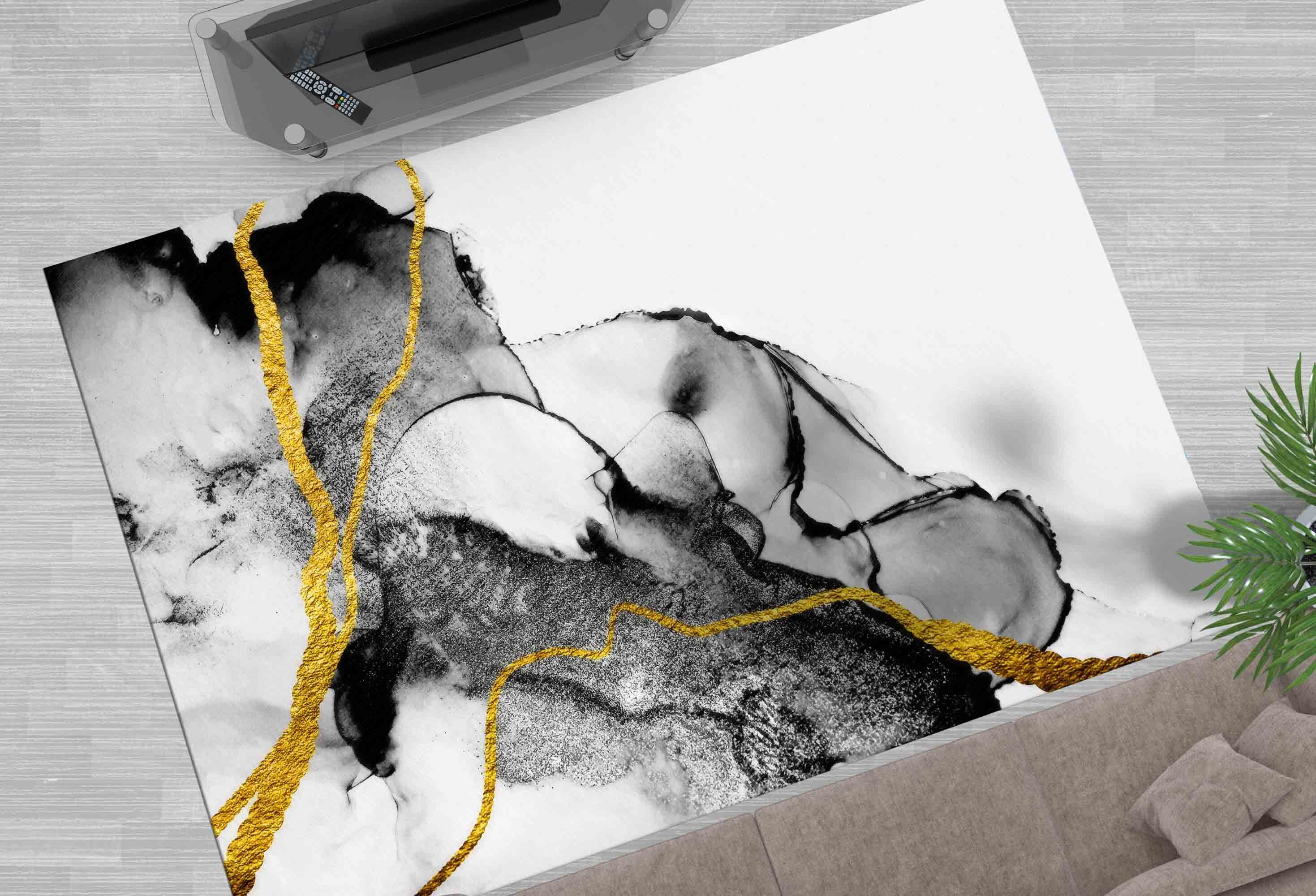 Bridesmaid Gift Rug, Alcohol Ink Rugs, 3D Printed Rug, Gift Rug, Black ...