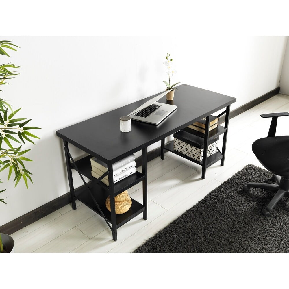 Bridge 4 tiers with wood base metal frame study desk Black - Walmart.com