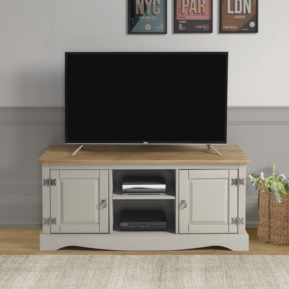 Bridge Brazil Wood TV Entertainment Stand Corona | Furniture Dash Grey ...
