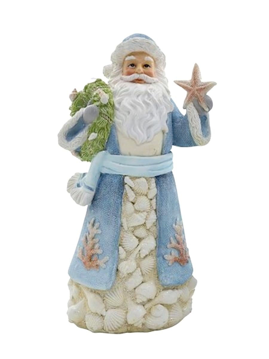 The Bridge Collection 12.5-Inch Coastal Santa Figurine with Seashells ...