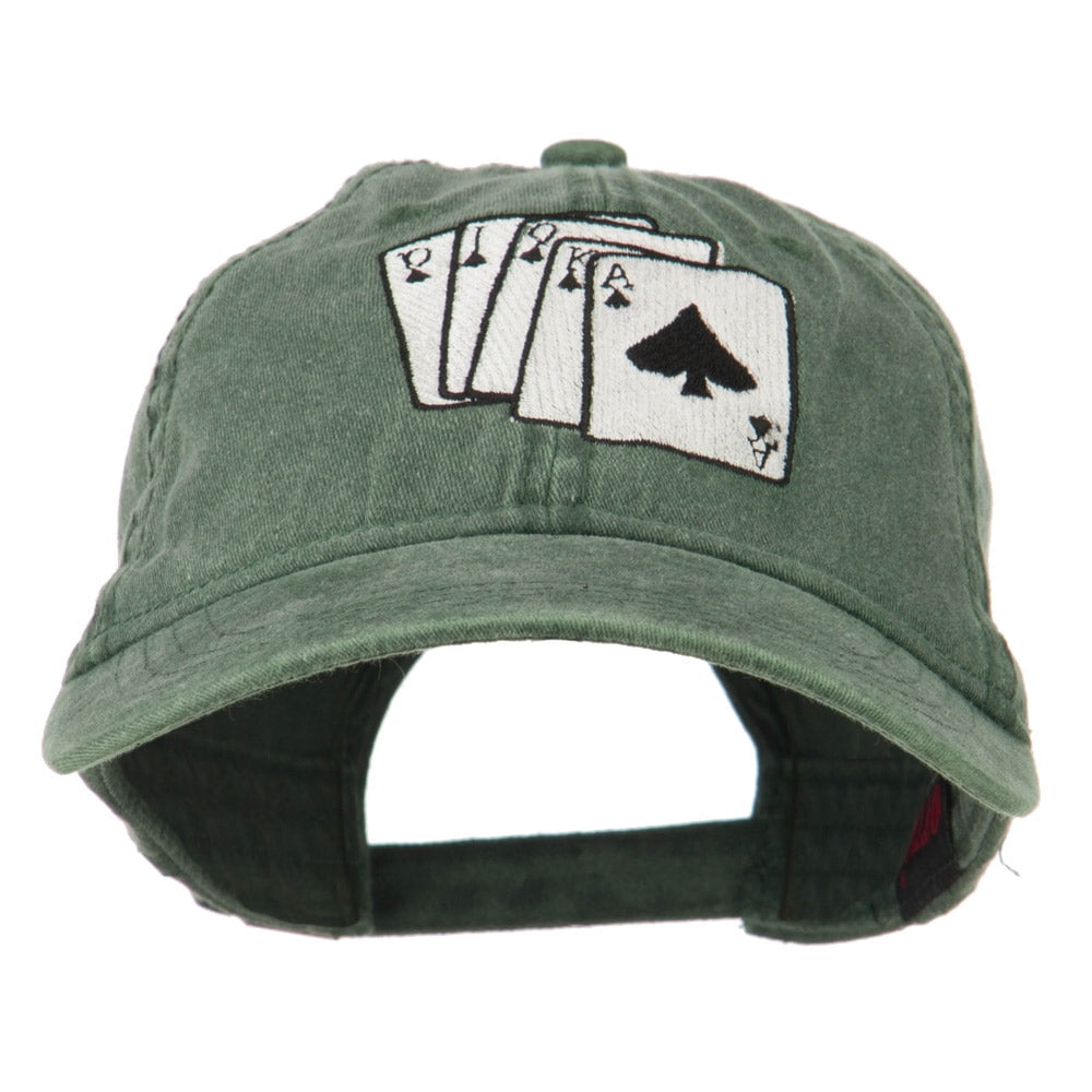 Bridge Hand Embroidered Washed Cap - Dark Green OSFM - Walmart.com