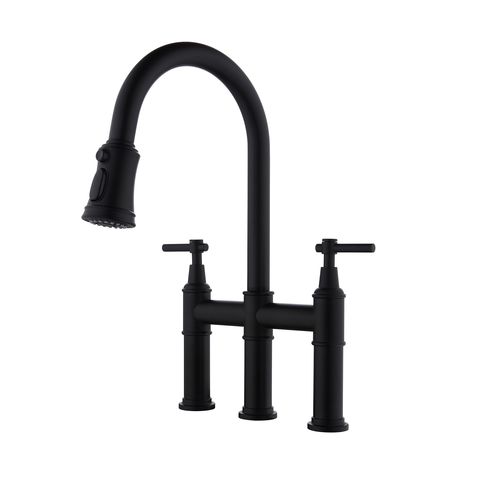 Bridge Kitchen Faucet,3 Hole Farmhouse Kitchen Sink Faucet with Pull ...