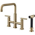Bridge Kitchen Faucet with Side Sprayer High Arch 2 Handles Farmhouse ...