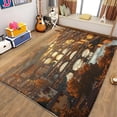 Bridge Landscape Area Rugs, Brown Scenery Building Bridge Carpet ...