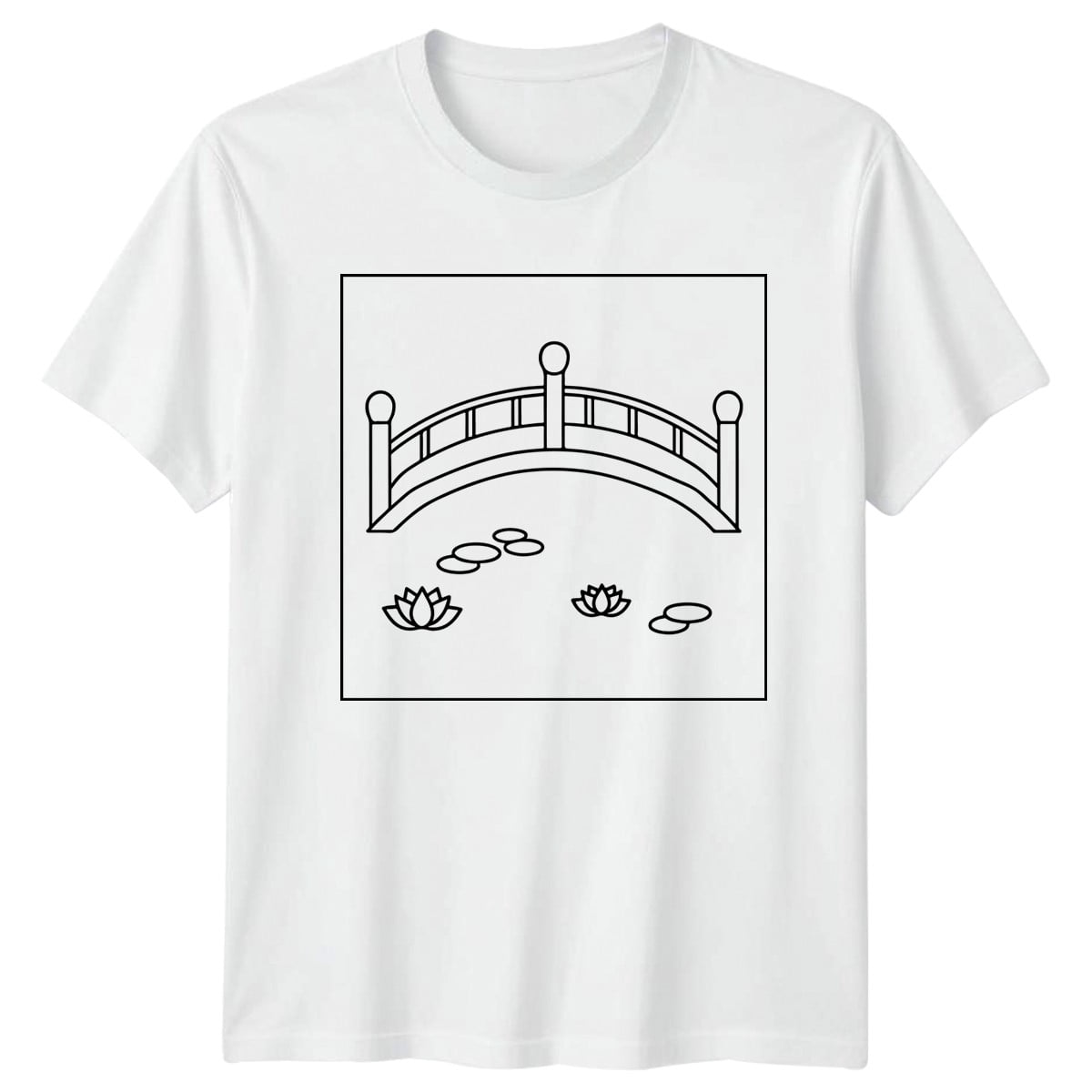 Bridge Lotus Pond Art Mens T-Shirt Womens Tee Landmark Graphic Top ...