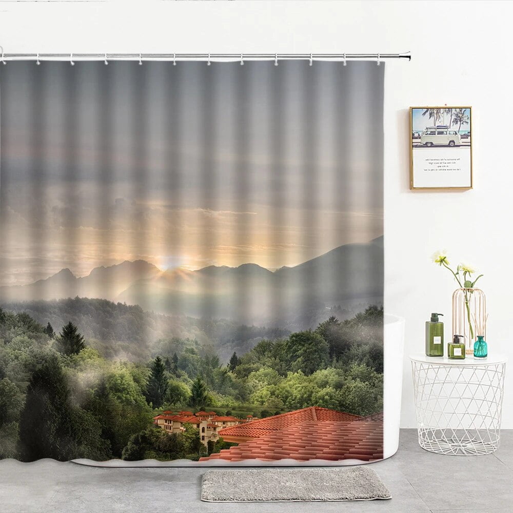 Bridge Over The Ocean Shower Curtains Fabric Landscape And Architecture ...