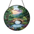 Bridge Scene Stained Glass Suncatcher Window Decor Nature Tree ...