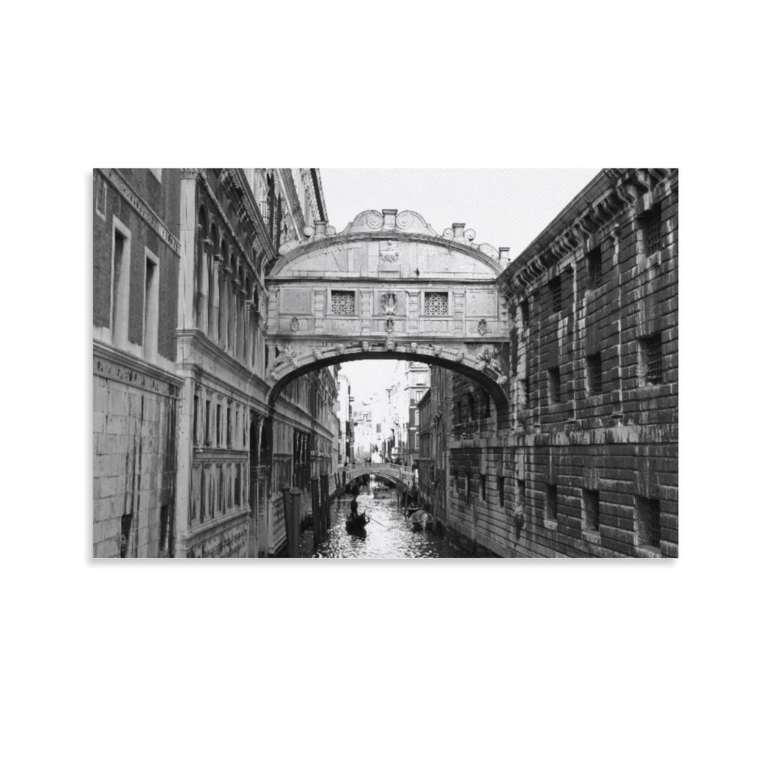 Bridge of Sighs over Rio Di Polazzo Venice Italy Black And White Canvas ...