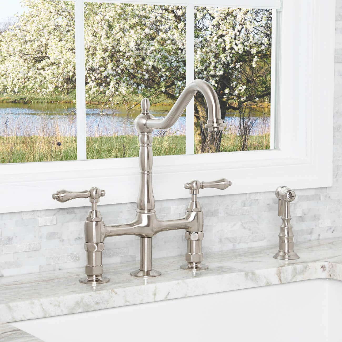 Bridge Style Kitchen Faucet with Metal Lever Handles - Walmart.com