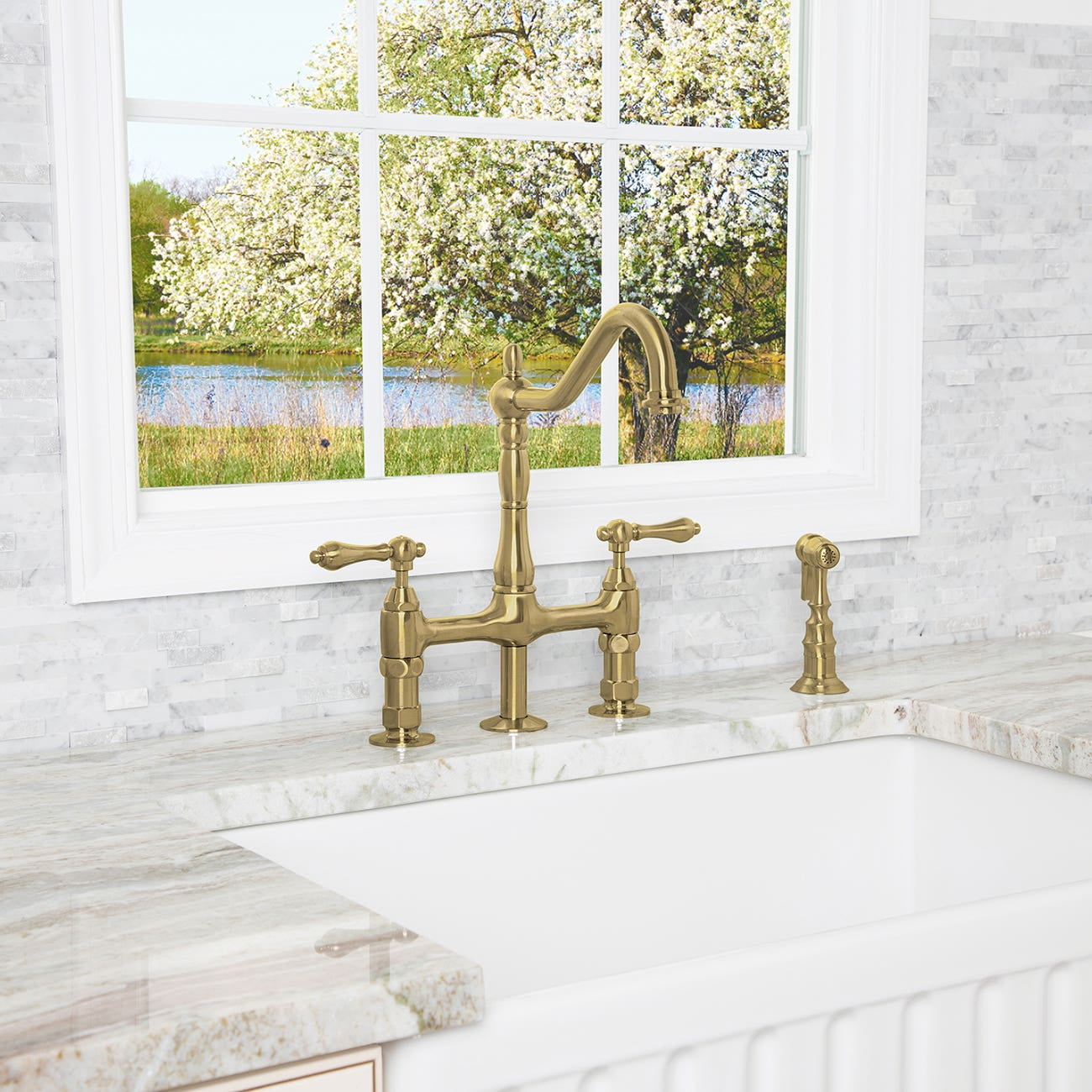 Bridge Style Kitchen Faucet with Metal Lever Handles - Walmart.com