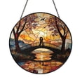 Bridge Sunset Landscape Stained Glass Suncatcher Window Hanging, Nature ...