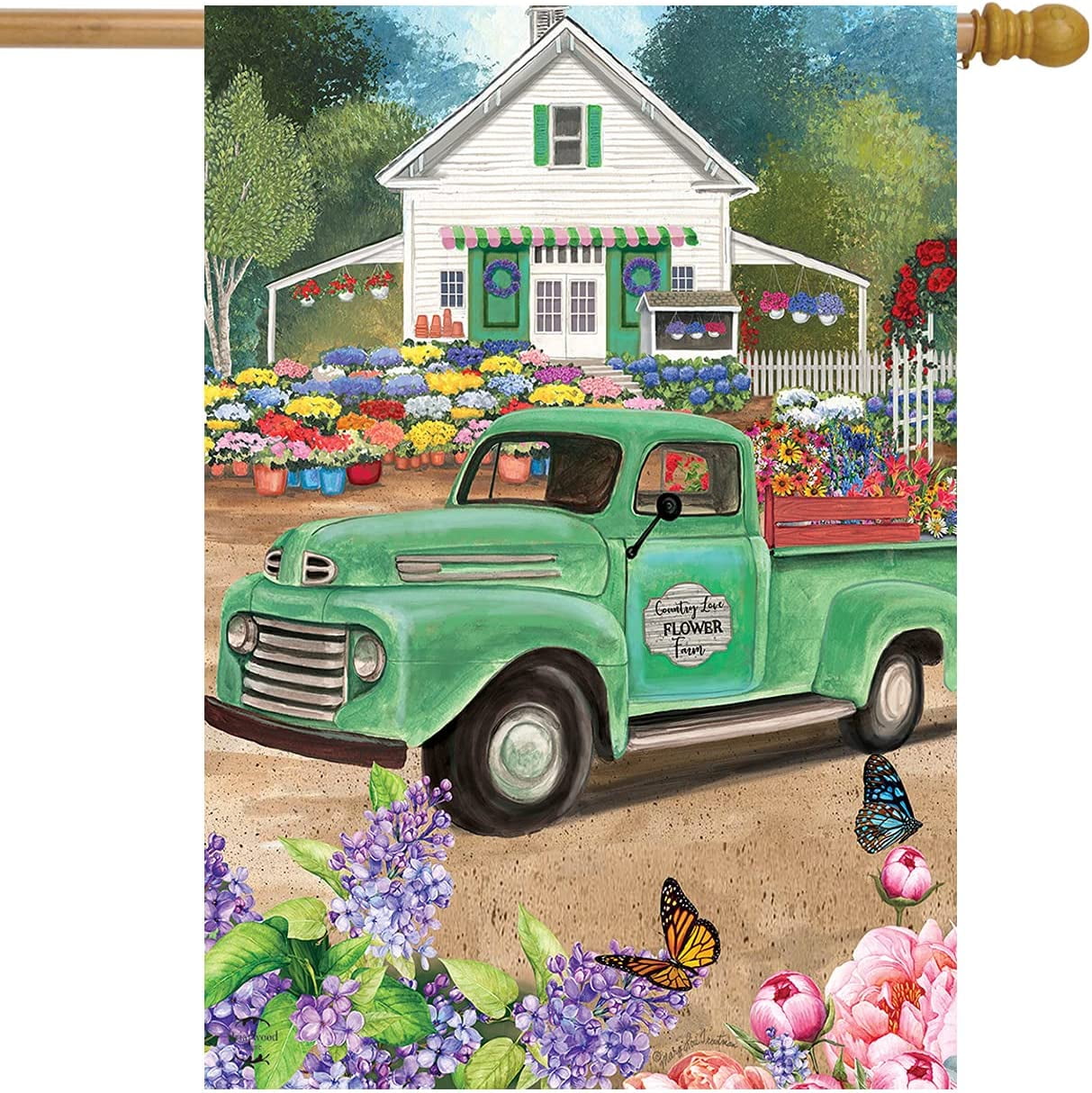 Bridge in Blooms Spring House Flag 40" x 28" JANI - Walmart.com