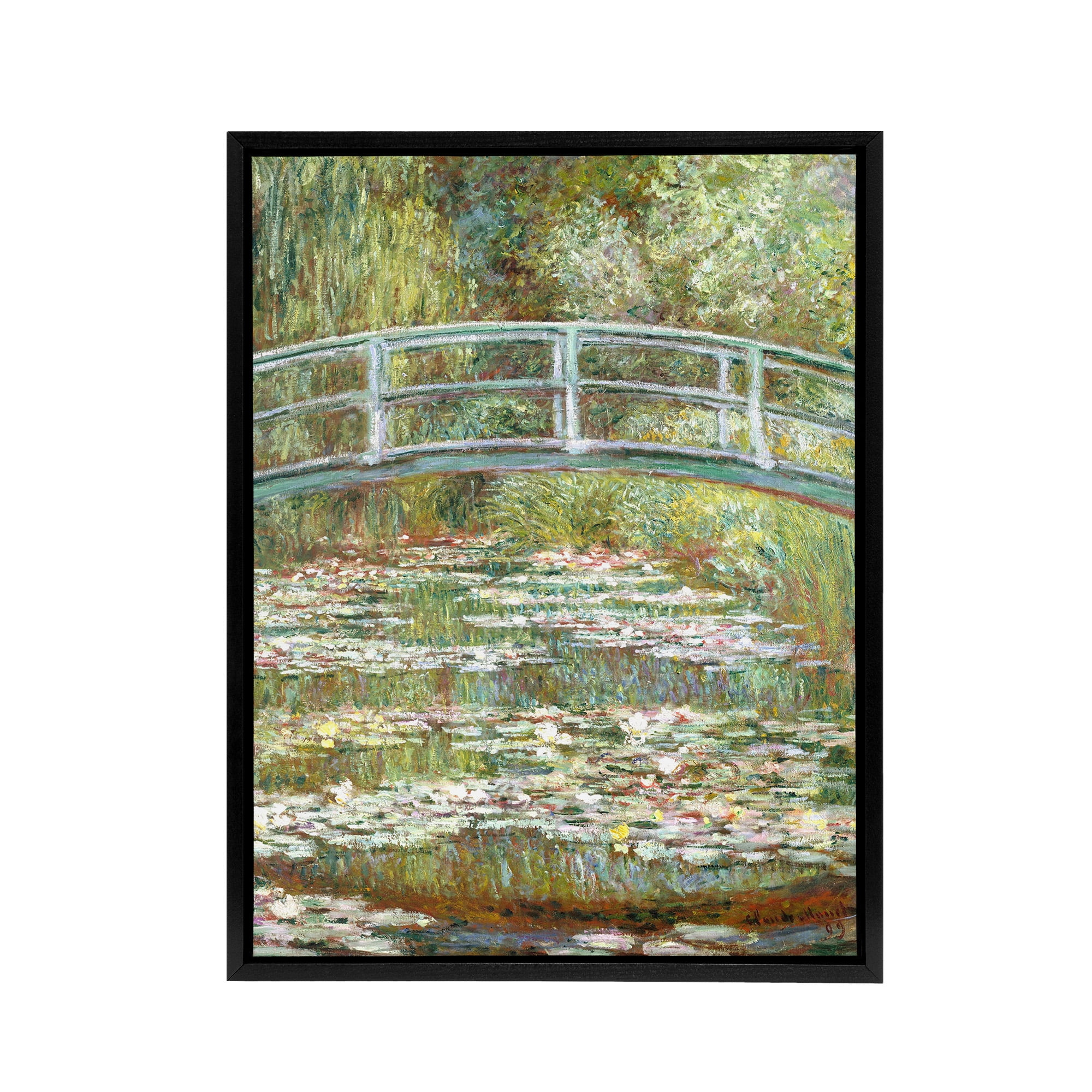 Bridge over a Pond of Water Lilies Monet Vintage Framed Canvas Wall Art ...