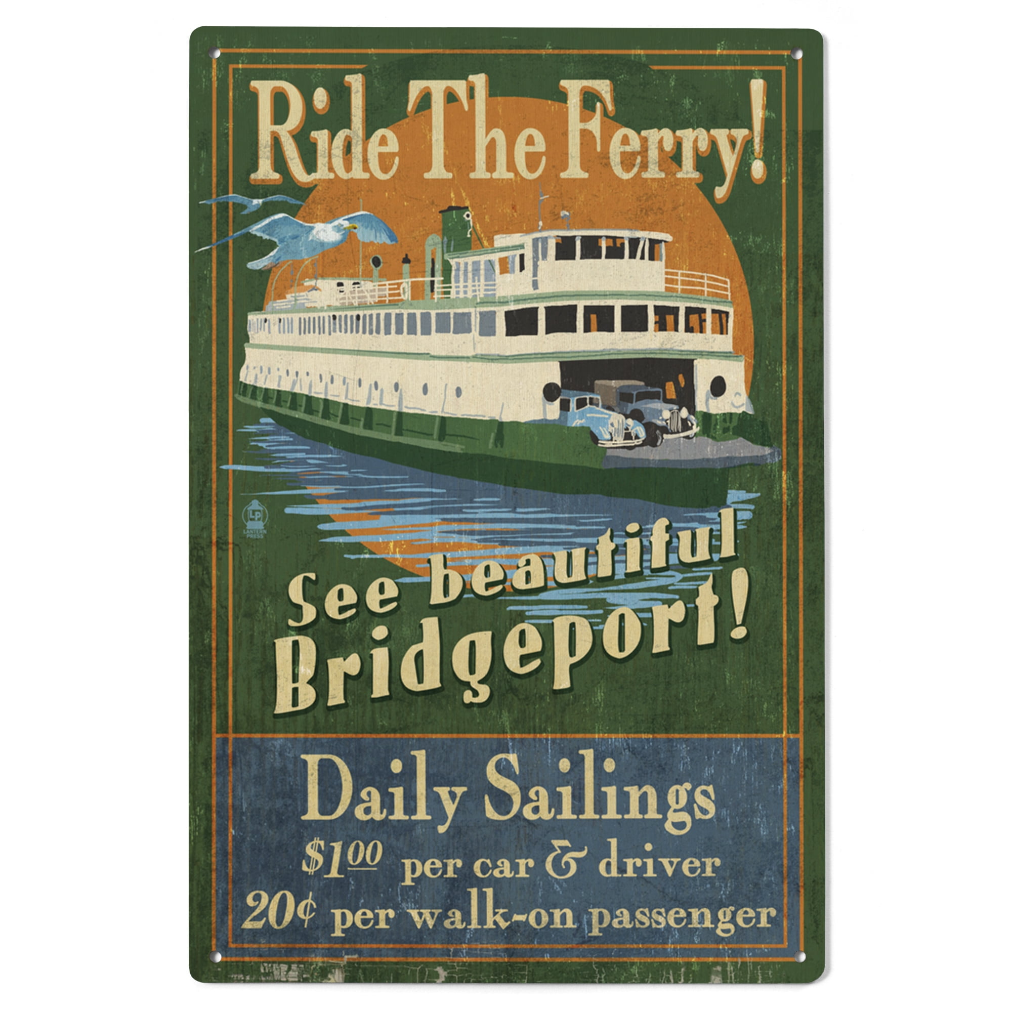 Bridgeport, Connecticut, Ferry Ride Vintage Sign Birch Wood Wall Sign ...