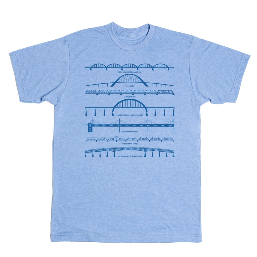 Bridges Of The Quad Cities Blue Graphic Tee TShirt Gift - Walmart.com
