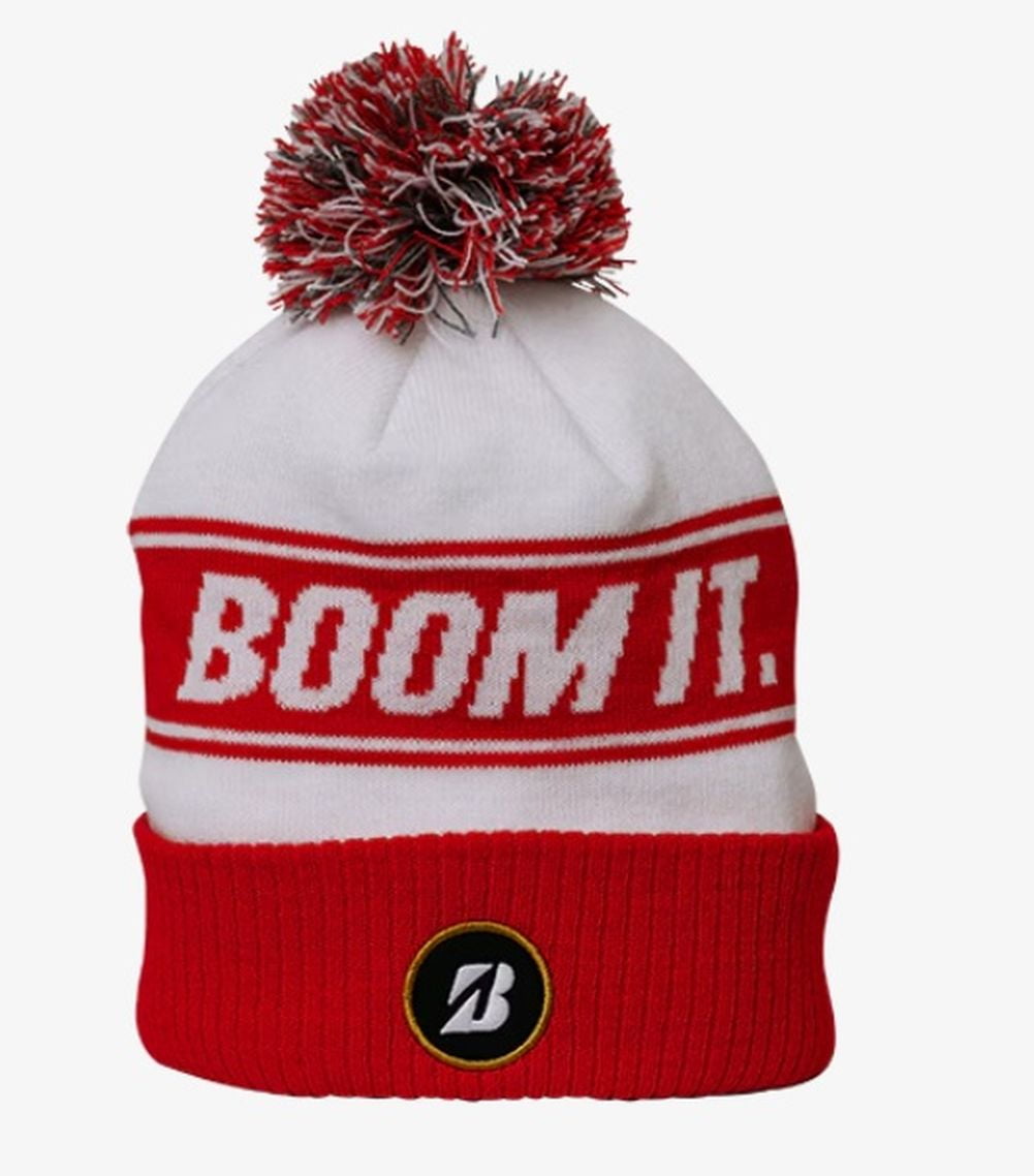 Bridgestone Boom It Knit Pom Beanie (Red, Adjustable) Golf Hat 2025 NEW ...