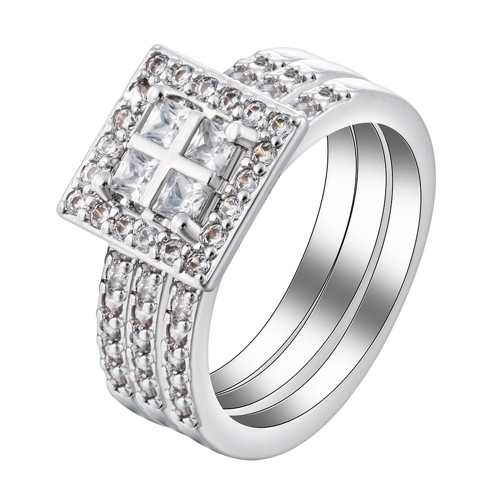 Bridget 3 Ring Bridal Wedding Ring Set Womens Ginger Lyne Collection ...