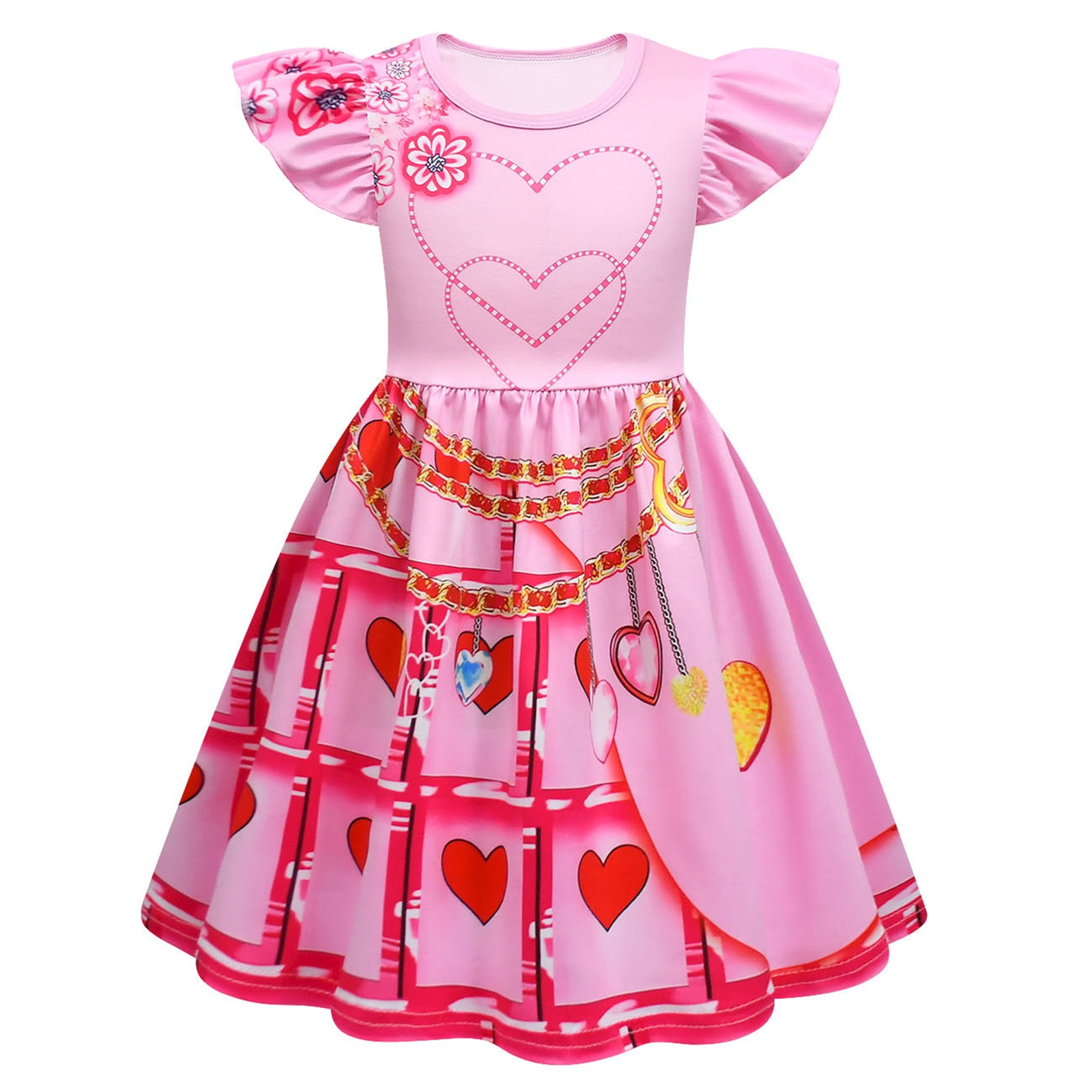 Bridget Costume for Girls Kids Princess Rise Red Pink Heart Dress with ...