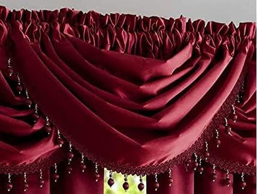 Bridget Crushed Satin Valance with Beaded Trim, Burgundy - Walmart.com