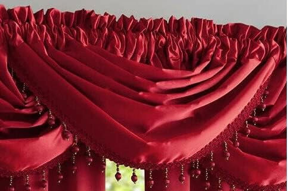 Bridget Crushed Satin Valance with Beaded Trim, Red - Walmart.com