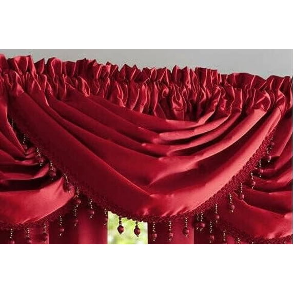 Bridget Crushed Satin Valance with Beaded Trim, Red - Walmart.com