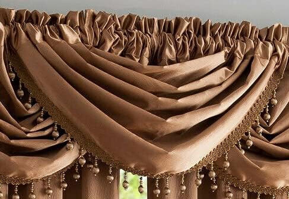 Bridget Crushed Satin Valance with Beaded Trim, Rust - Walmart.com