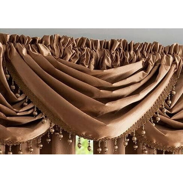 Bridget Crushed Satin Valance with Beaded Trim, Rust - Walmart.com