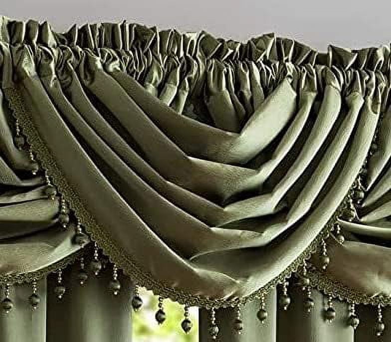 Bridget Crushed Satin Valance with Beaded Trim, Sage Green - Walmart.com