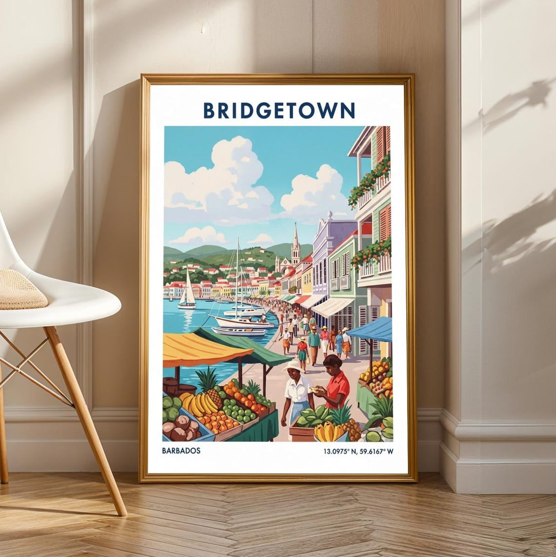 Bridgetown Barbados Art Print: Vintage Caribbean Waterfront Market ...
