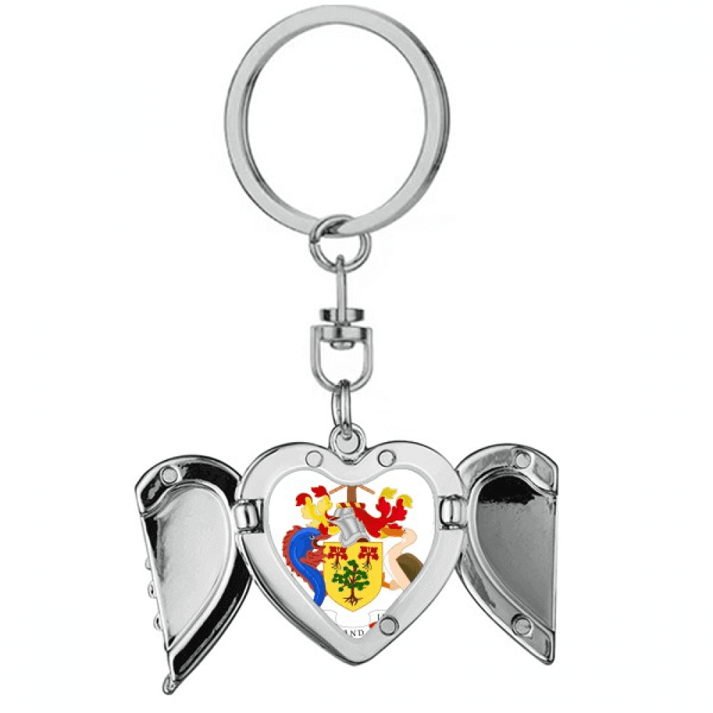Bridgetown Barbados National Emblem Heart Angel Wing Key Chain Holder ...