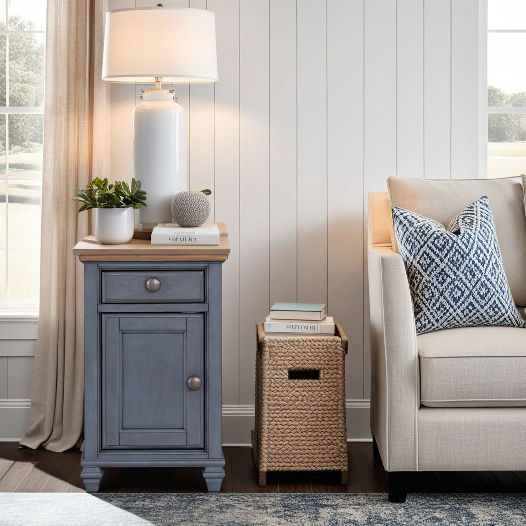 Bridgevine Home Americana Coastal Accent Chairside Table, Distressing ...