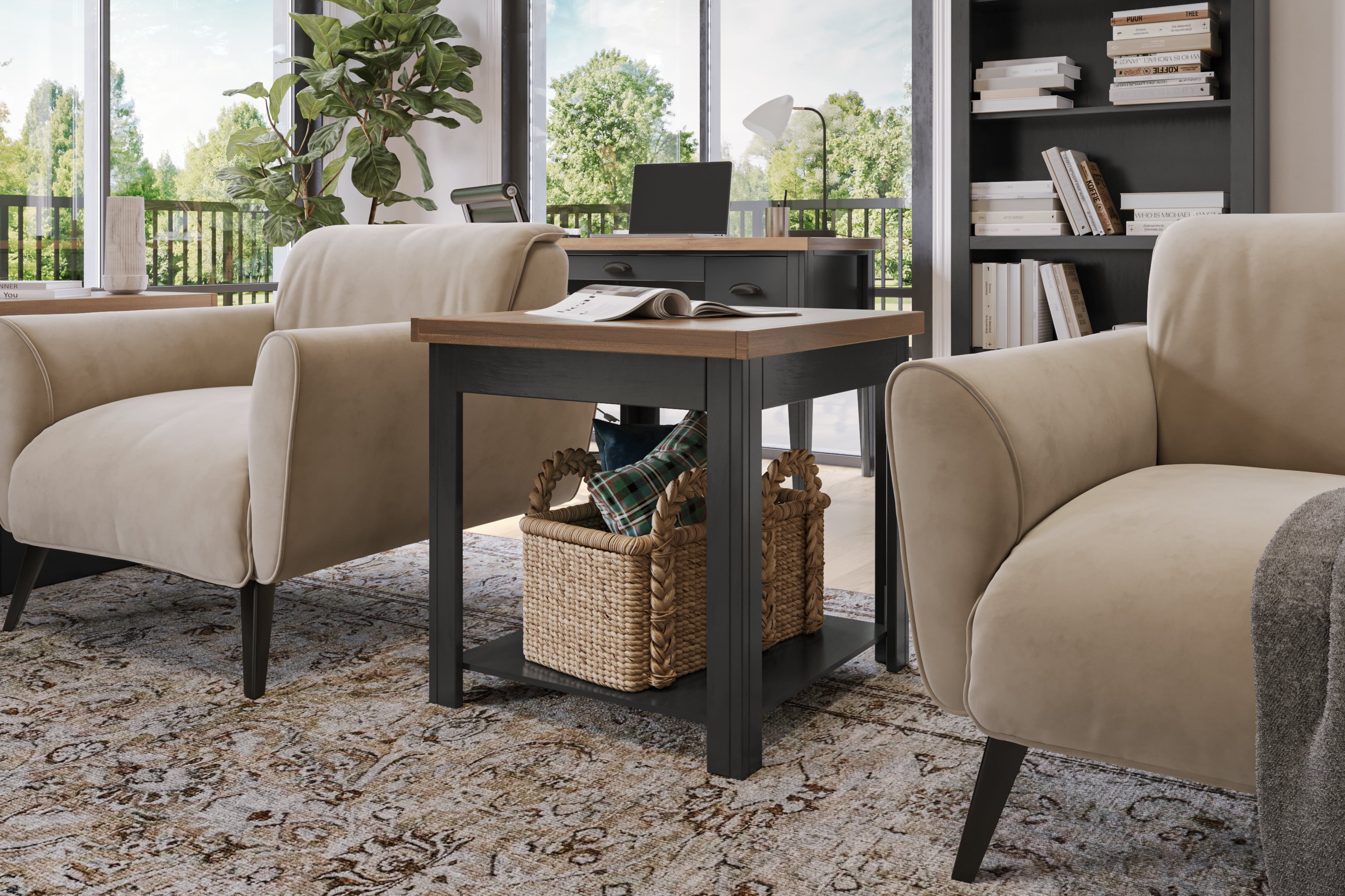 Bridgevine Home Essex 24 inch Side Table, No Assembly Required, Black ...