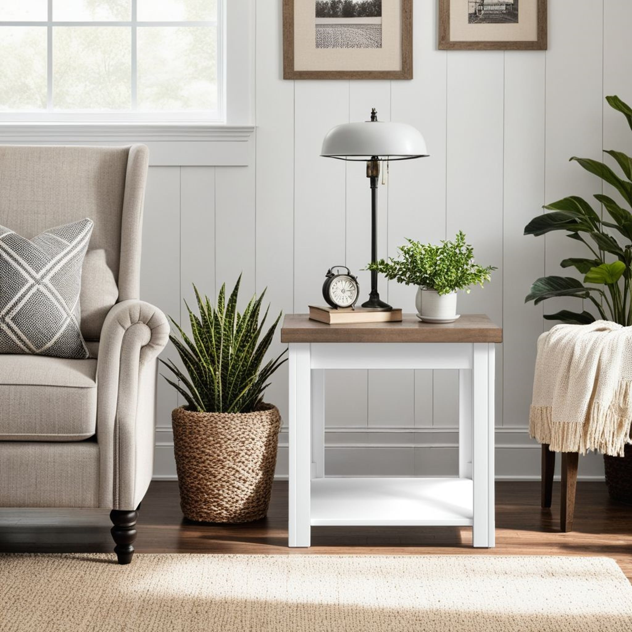 Bridgevine Home Hampton 24 inch Wooden End Top Side Table, Jasmine ...