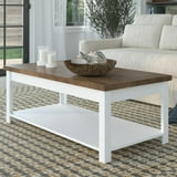 Bridgevine Home 48 inch Hampton Coffee Table, Jasmine Whitewash and Barnwood Finish, No Assembly ...