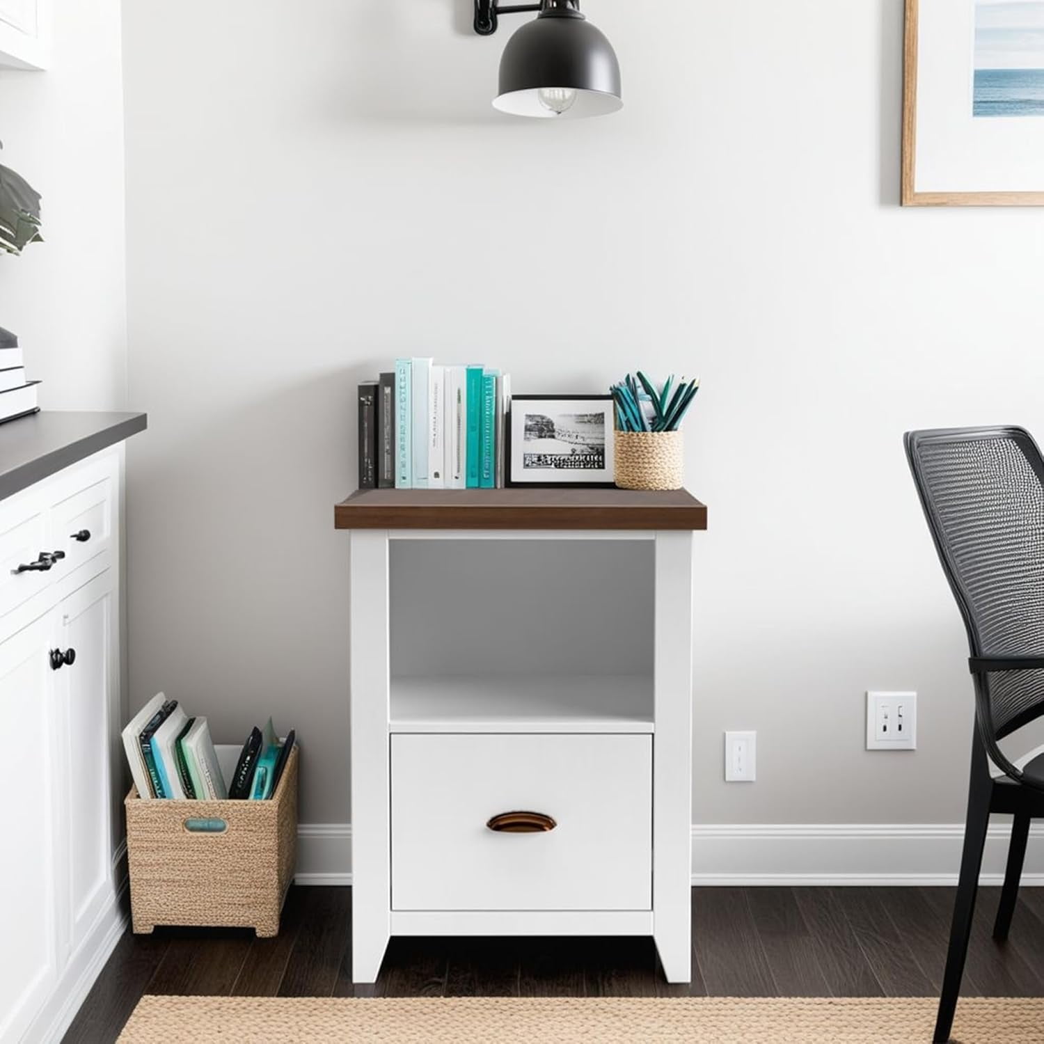 Bridgevine Home Hampton Modern Farmhouse 1-Drawer File Cabinet, 22 ...