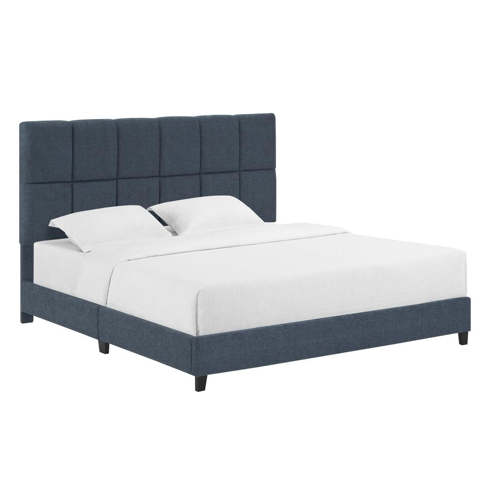 Bridgevine Home King Size Tall Blue Denim Square Headboard Upholstered ...