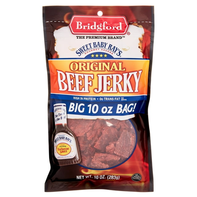 Bridgford 100% Beef Sweet Baby Ray's Original Beef Jerky 10oz ...
