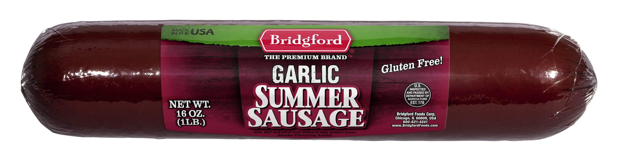Bridgford Garlic Summer Sausage, 16oz - Premium Dry Sausage in ...