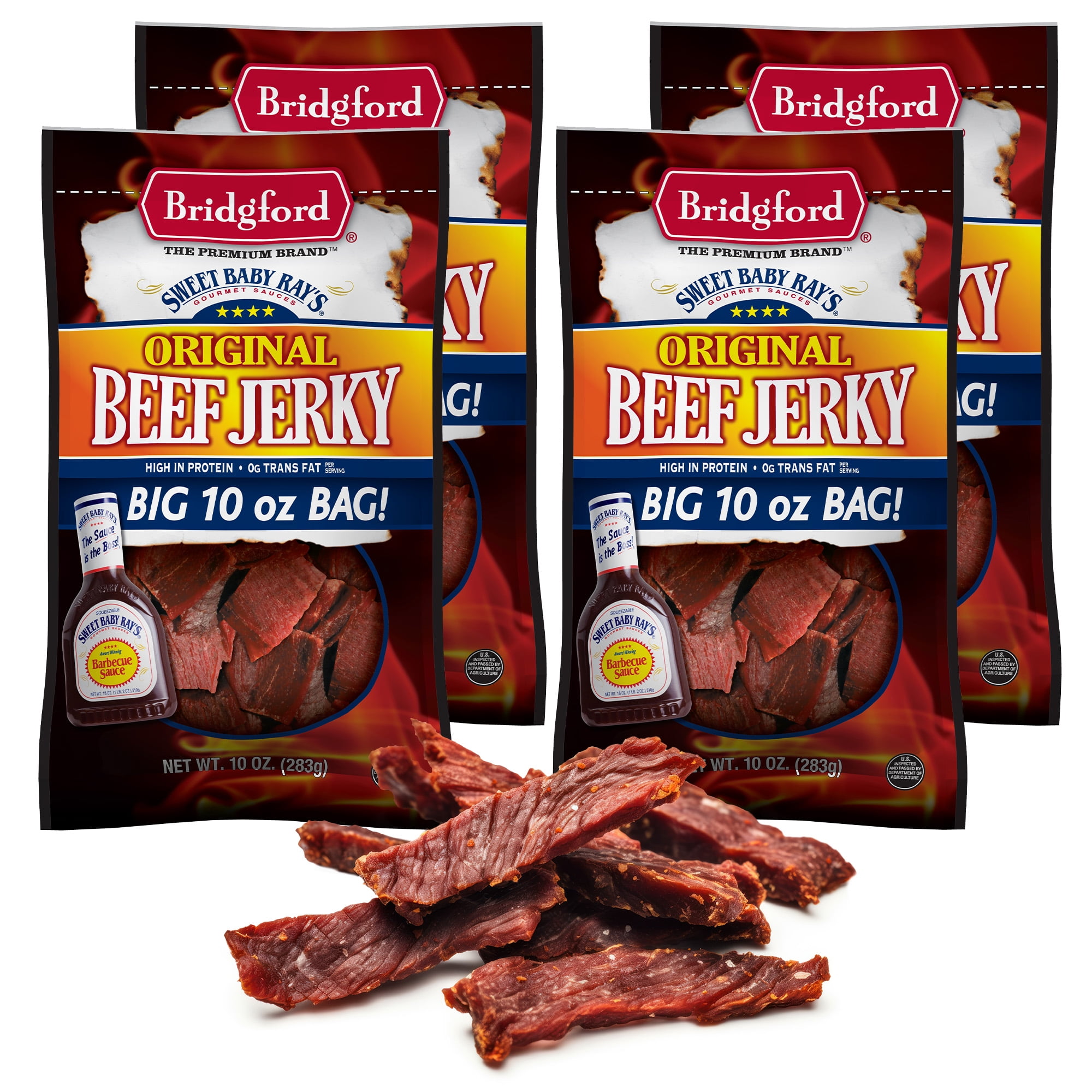 Bridgford Sweet Baby Ray’s Beef Jerky Original 10 oz Pack of 4 ...