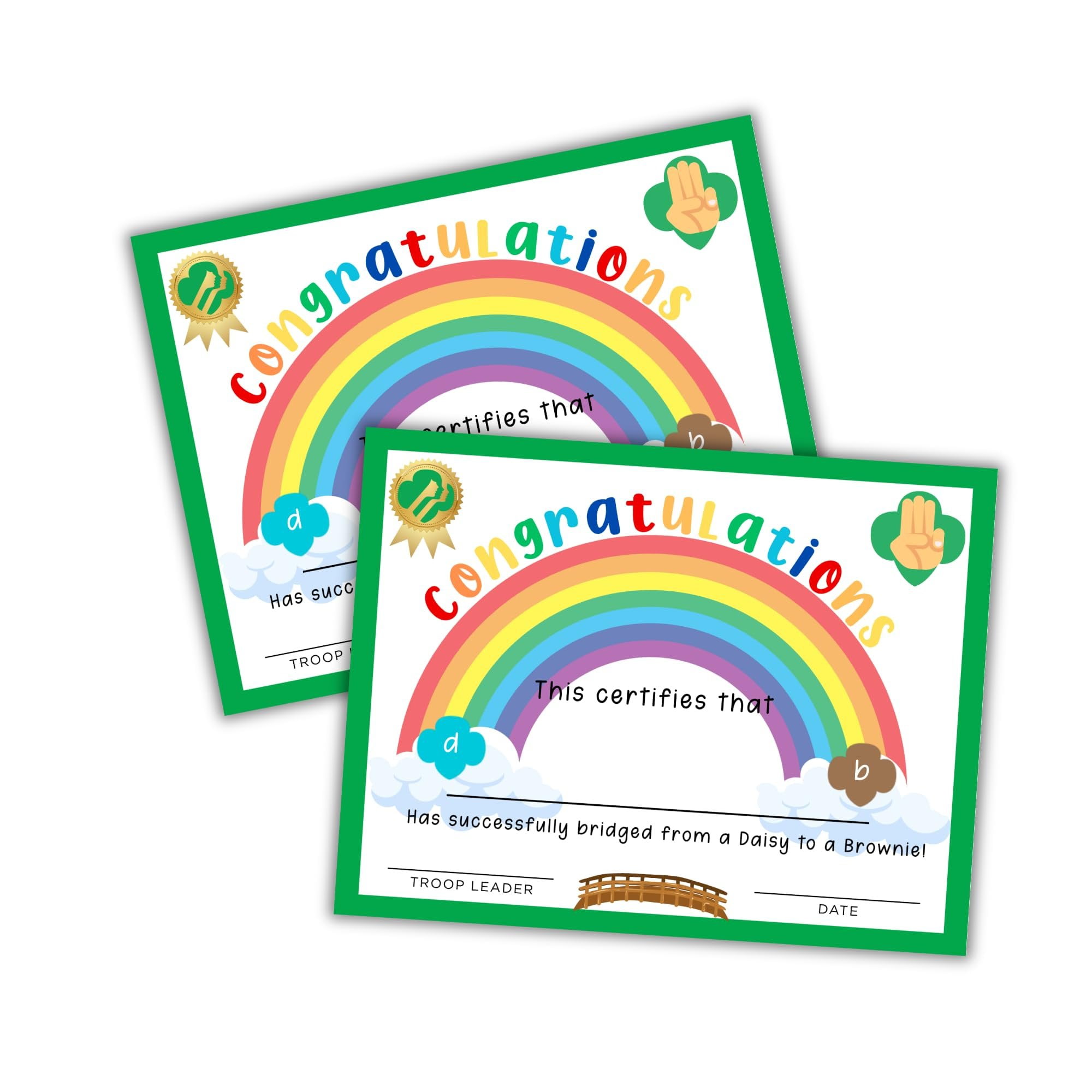 Bridging Ceremony Daisy to Brownie Certificate 30pk 8.5x11 Award Scout ...