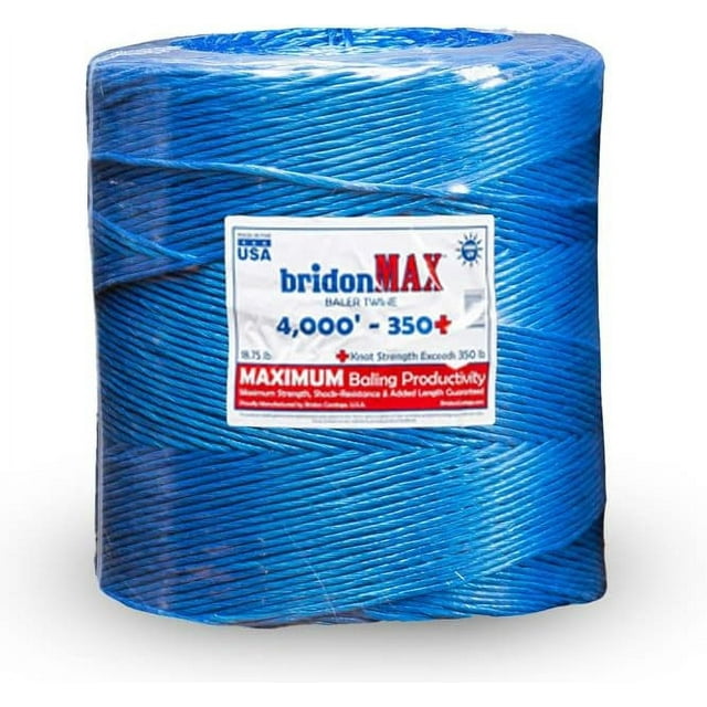 Bridon Max Blue Hay Baling Twine, 350 Pound Knot Strength and 4,000 ...