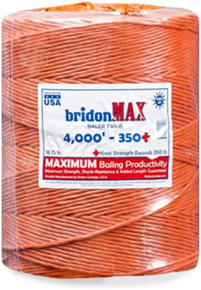 Bridon Max Orange Hay Baling Twine, 350 Pound Knot Strength and 4,000 ...