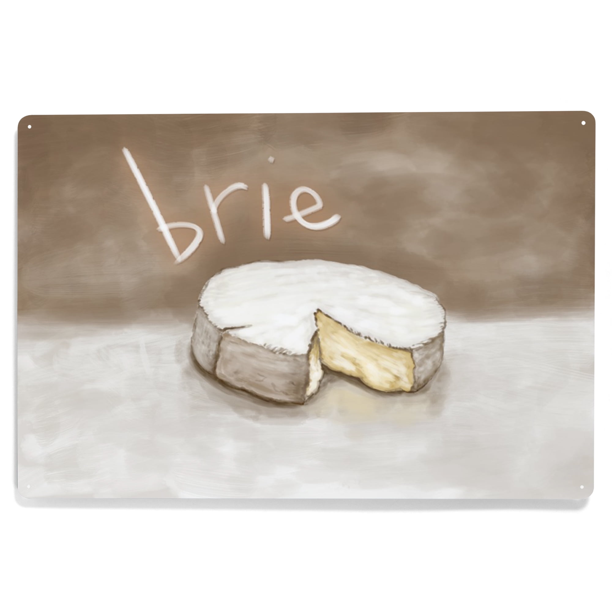 Brie Cheese, Painting (12x18 Aluminum Art, Indoor Outdoor Metal Sign ...