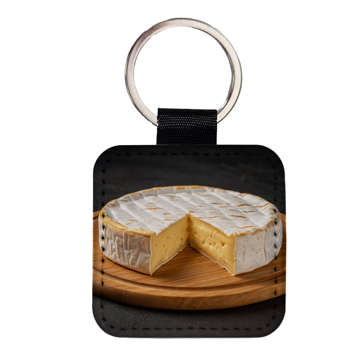 Brie Cheese Wheel Faux Leather Square Keychain - Walmart.com