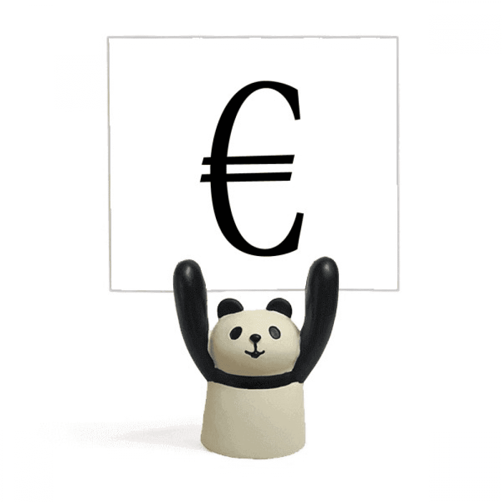 Brief EU Currency Symbol EUR Memo Holder Cartoon Animal Panda Stand ...